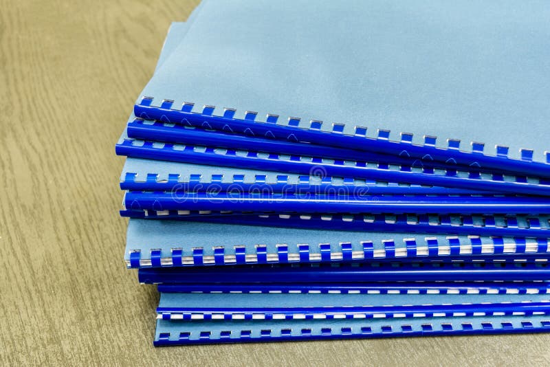 Stack of Blue Folders with Documents Stock Photo - Image of aged ...
