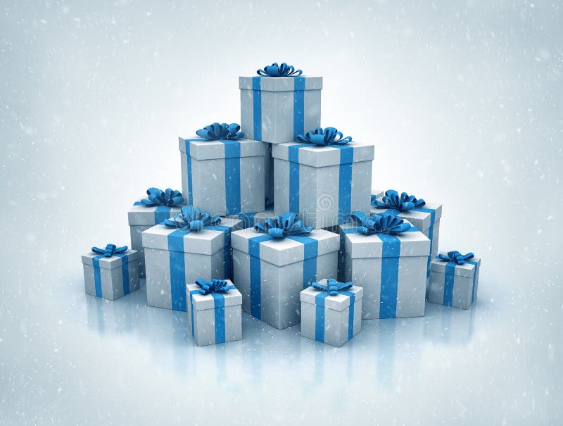 Stack Blue Gift Boxes High Quality 3d Render Stock Illustrations – 2 ...