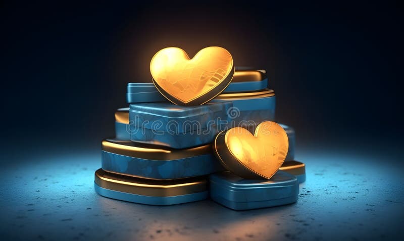 A Stack of Blue and Gold Gift Boxes. Gift Packages. Generative AI Stock ...