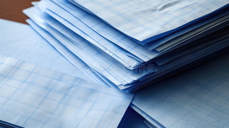 Stack blue grid paper stock illustration. Illustration of overlapping ...