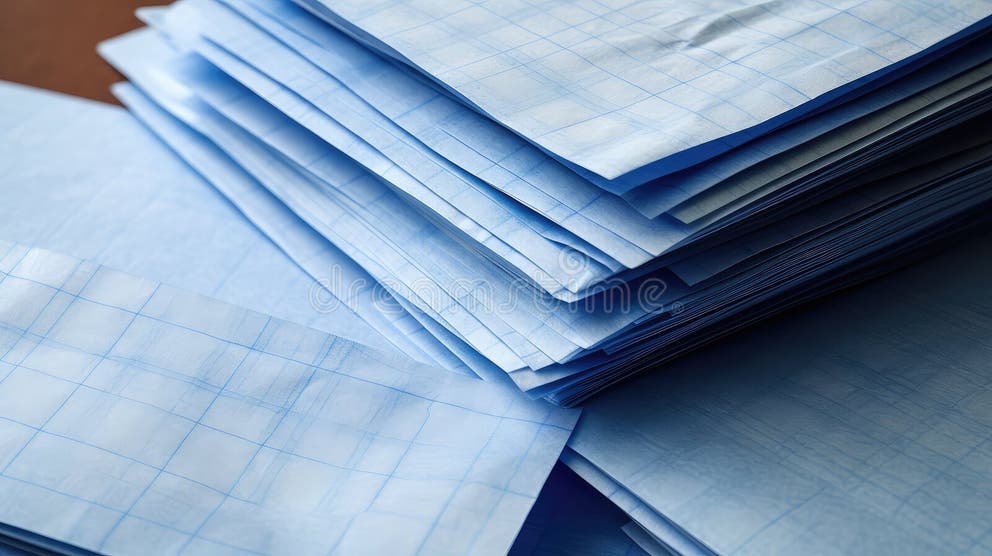 Stack blue grid paper stock illustration. Illustration of overlapping ...