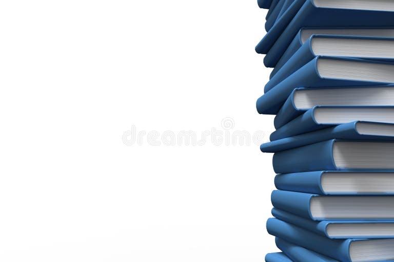 Stack of Blue Hardcover Books is Being Shown in Flat Design with White ...
