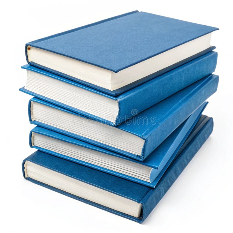 Stack of Blue Hardcover Books Isolated on White Background Stock ...