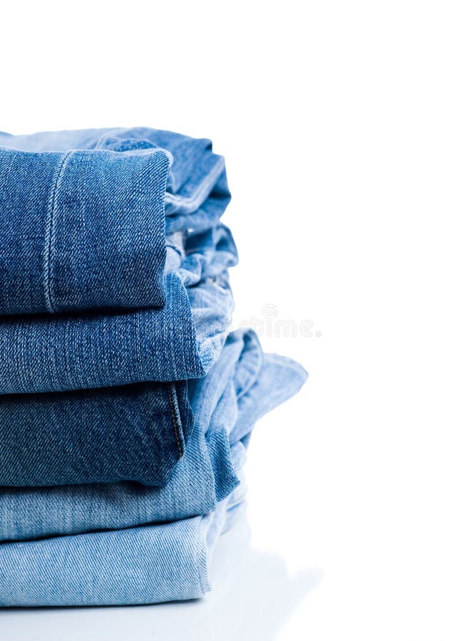 Stack of blue jeans stock image. Image of garment, colour - 16382607