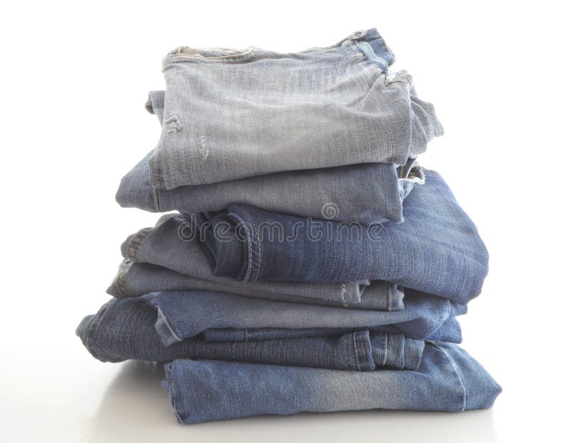 Stack of blue jeans stock image. Image of material, high - 17867669