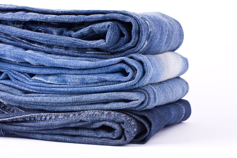 Stack of Blue Jeans stock image. Image of white, objects - 8579609