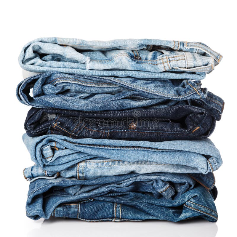 Stack of blue jeans stock photo. Image of dark, group - 57985378