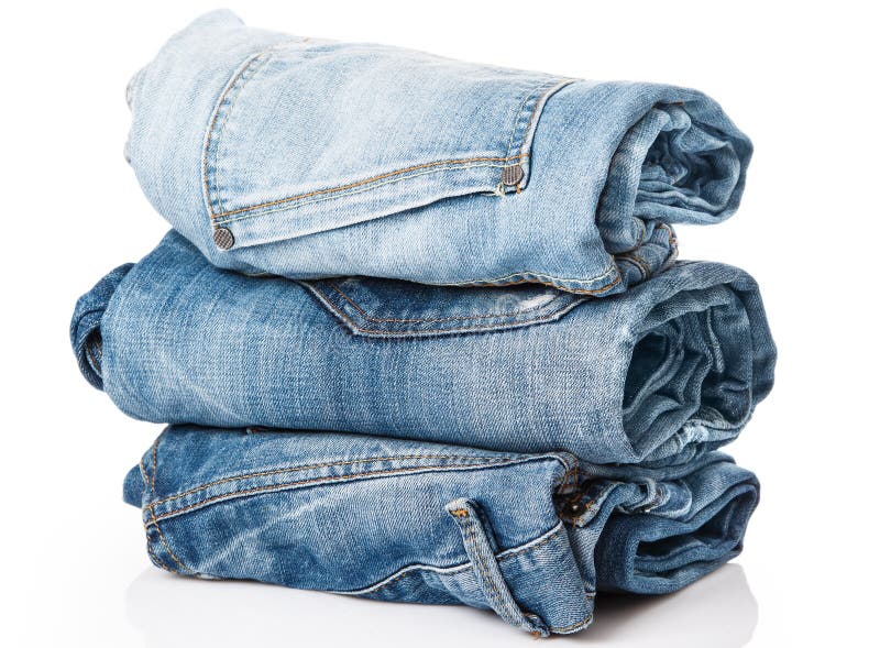 Stack of blue jeans stock image. Image of color, outfit - 57985361