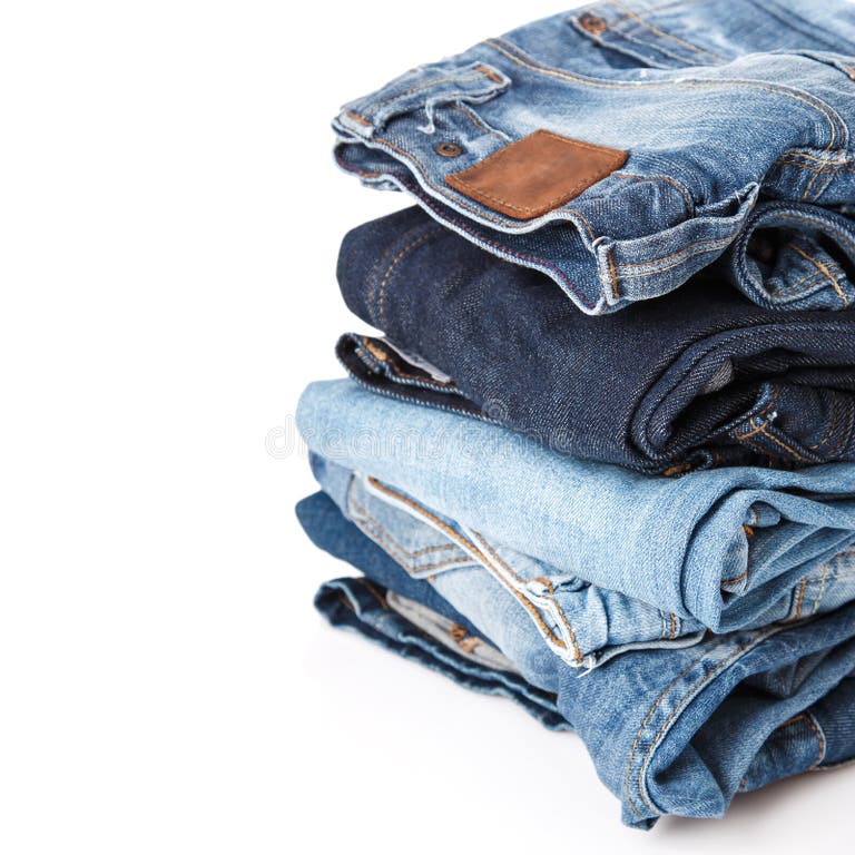 Stack of blue jeans stock image. Image of bottoms, heap - 57985401