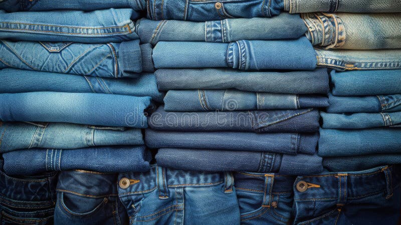 Stack of Blue Jeans stock photo. Image of arrangement - 310014502