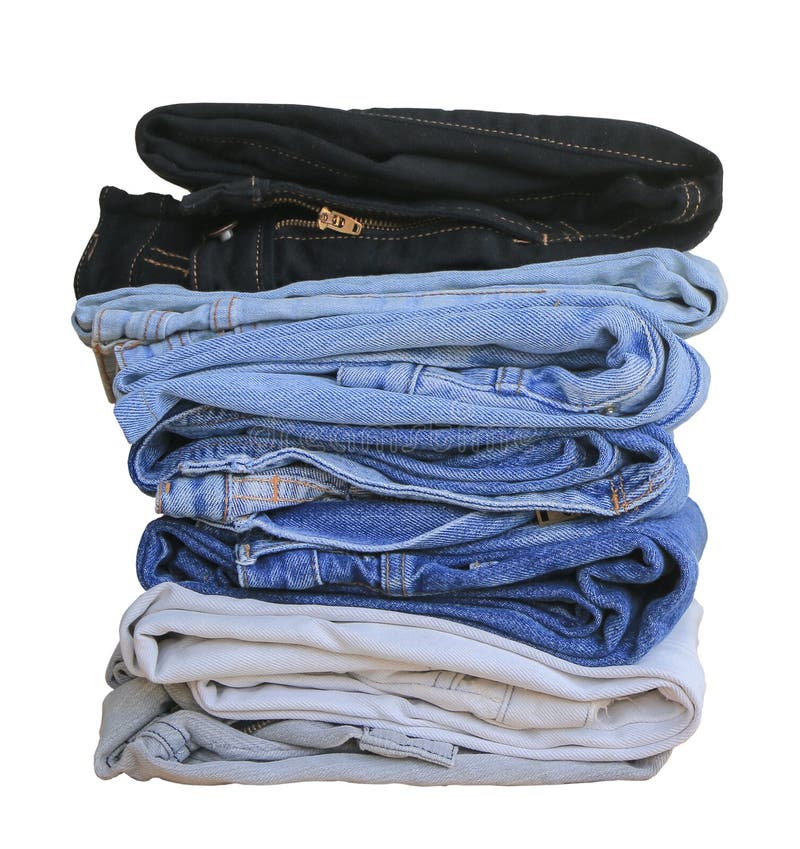 Stack of blue jeans stock image. Image of clothing, denim - 110657673