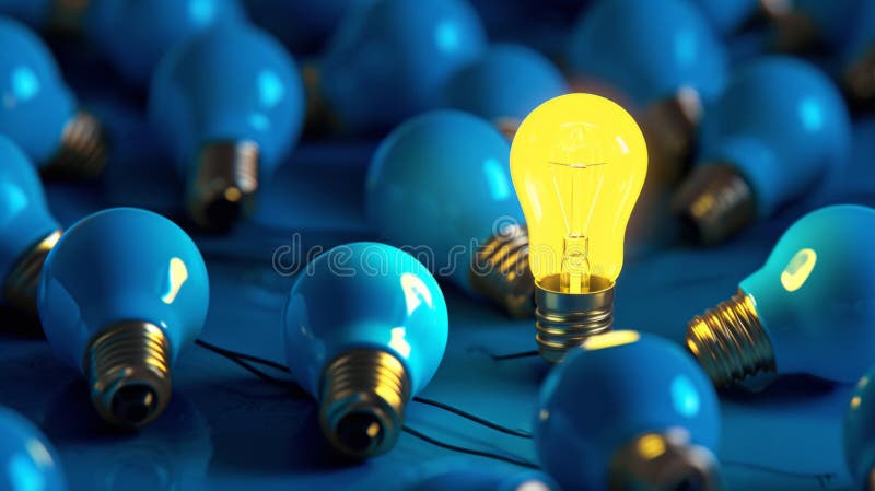 Stack of Blue Light Bulbs, Group of Illuminating Bulbs Piled on Top of ...