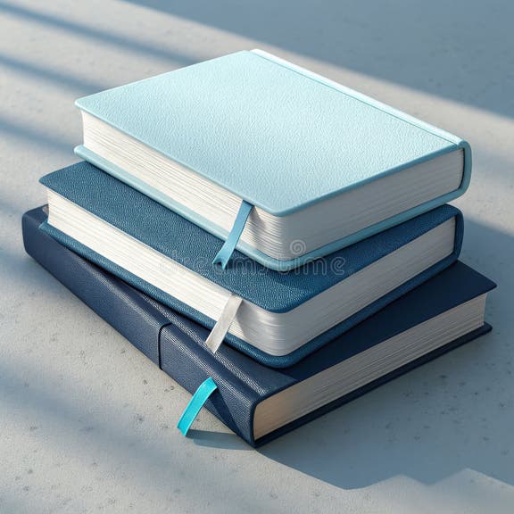 Stack of Blue Notebooks 3D Render, Minimalist Design, Education ...