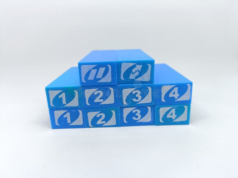 Stack of Blue Plastic Numbered Organizers with White Background Stock ...