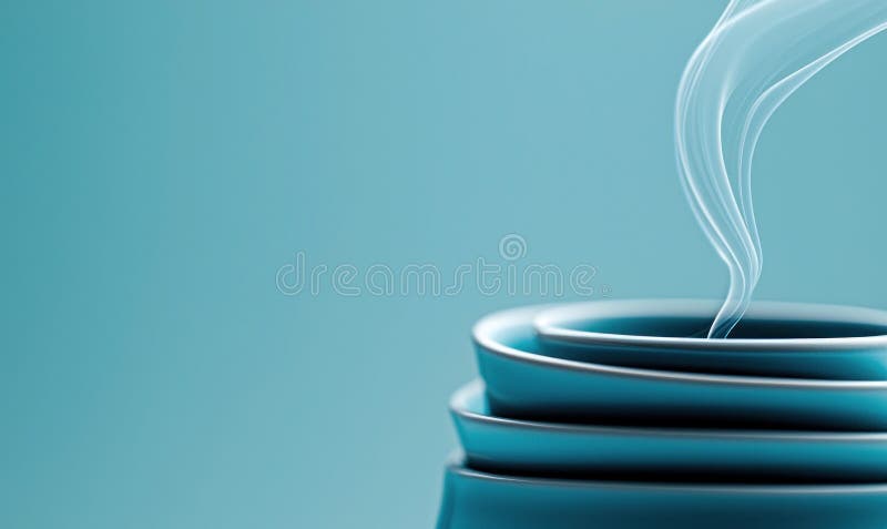 A Stack of Blue Plates with Smoke Rising, Creating a Serene and Elegant ...