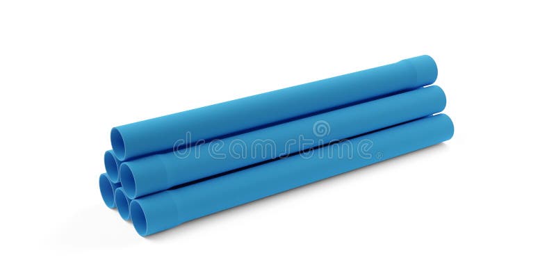 Stack of Blue PVC Pipes Over White Background, Plumbing, Water ...