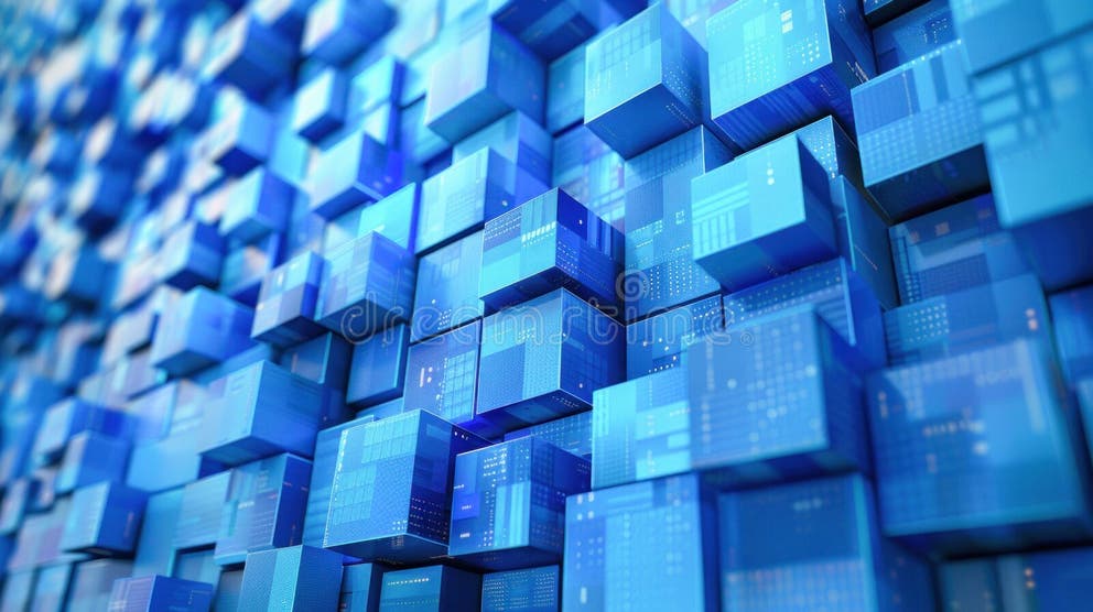 A Stack of Blue Rectangular Cubes Arranged Vertically, Creating an ...