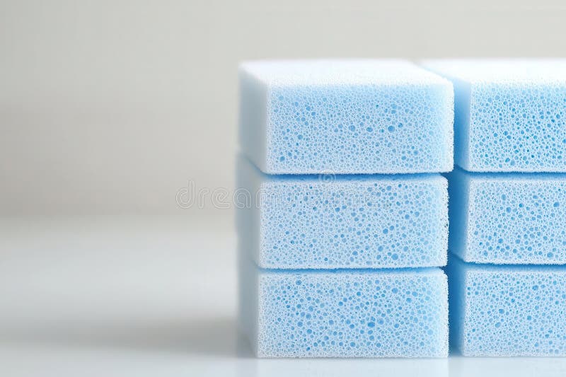 Stack of Blue Sponge Blocks on a White Background Stock Illustration ...