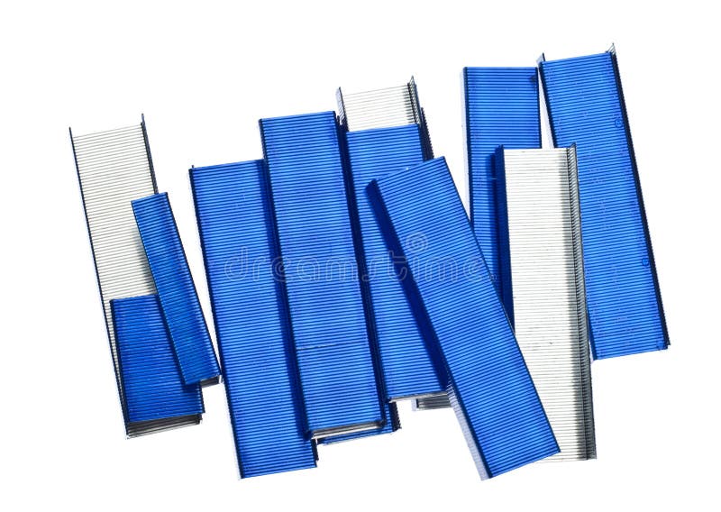 Stack of Blue Staples stock photo. Image of steel, line - 18399188