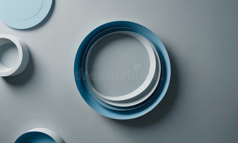 Stack Blue and White Plates is Arranged Against Gray Background, with ...