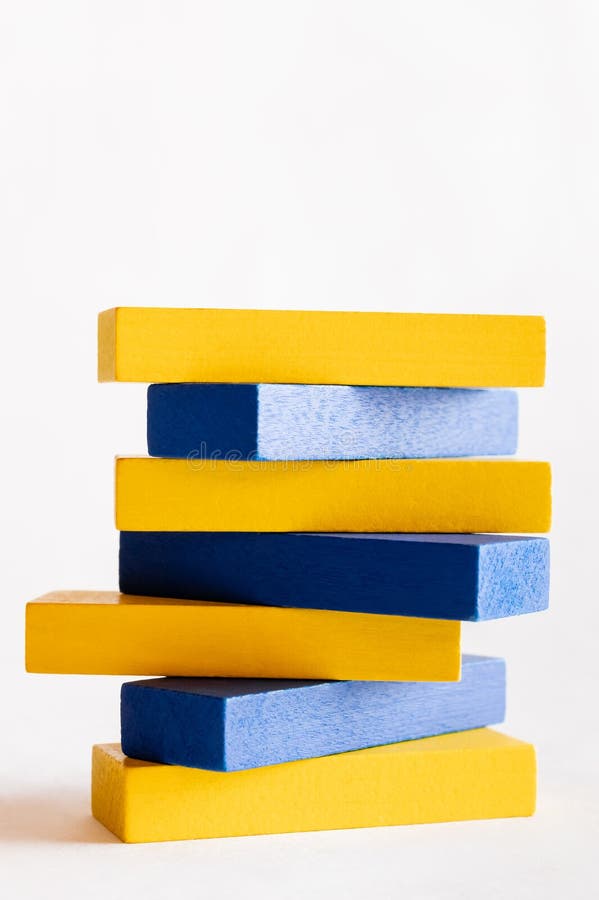 Stack of Blue and Yellow Blocks Stock Photo - Image of quadrilaterals ...