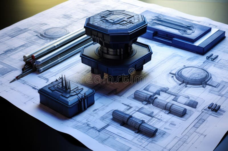 Stack of Blueprints for Nuclear Battery Design Stock Illustration ...