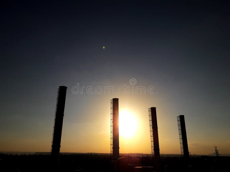 Boiler Stack Lower View with Sun Halo Light Stock Image - Image of ...