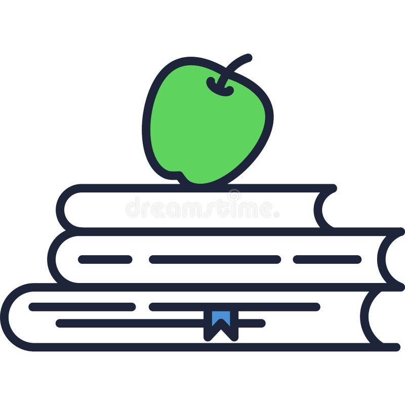 Stack Book with Apple on Top Vector Icon Stock Vector - Illustration of ...