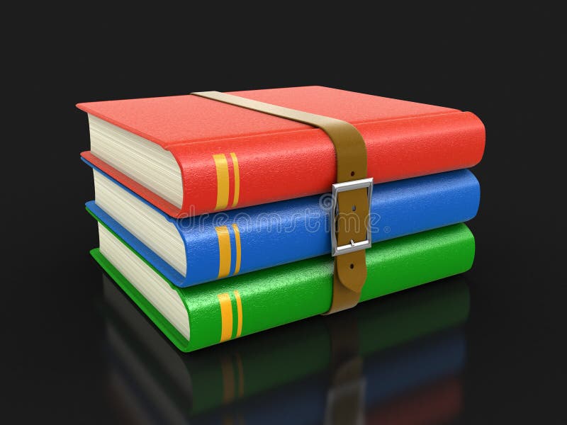 Stack of Book with Belt (clipping Path Included) Stock Illustration ...