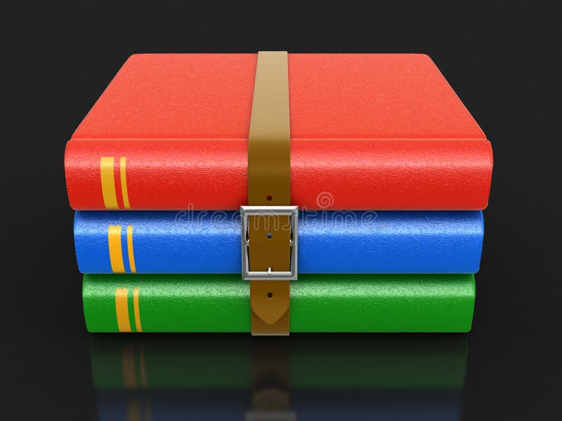 Stack of Book with Belt (clipping Path Included) Stock Illustration ...