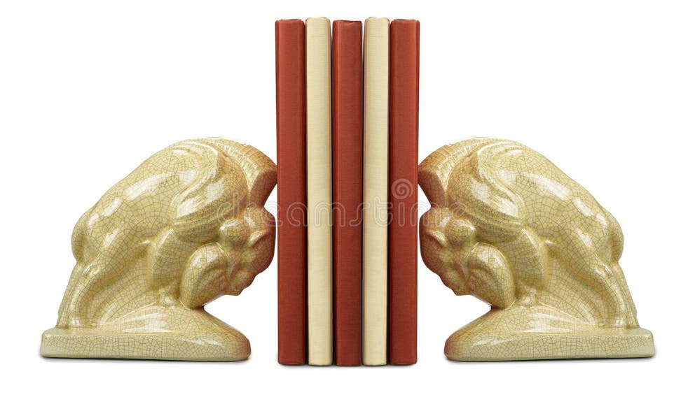 A Stack of Book between Bookends Stock Image - Image of isolated ...