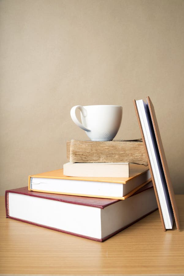 Stack of Book with Coffee Cup Stock Image - Image of background, cover ...