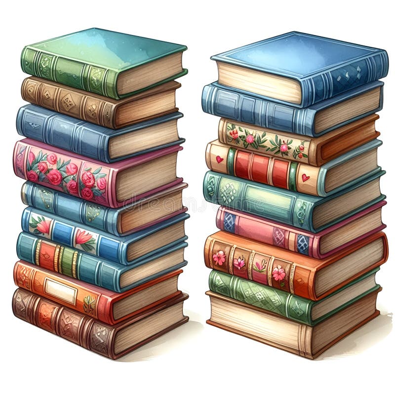 Stack of Book for Education Card Watercolor Paint Stock Illustration ...