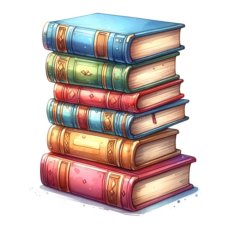 Stack of Book for Education Card Watercolor Paint Stock Illustration ...