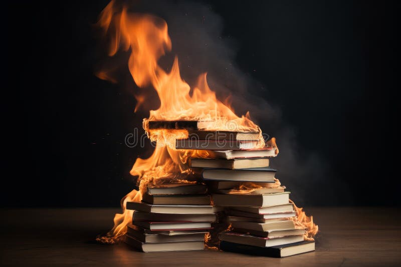 Stack Book Fire. Generate AI Stock Illustration - Illustration of ...
