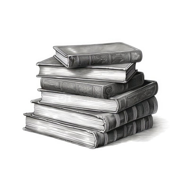 Stack Book Gravure Style. Pile of Books Illustration Stock Illustration ...