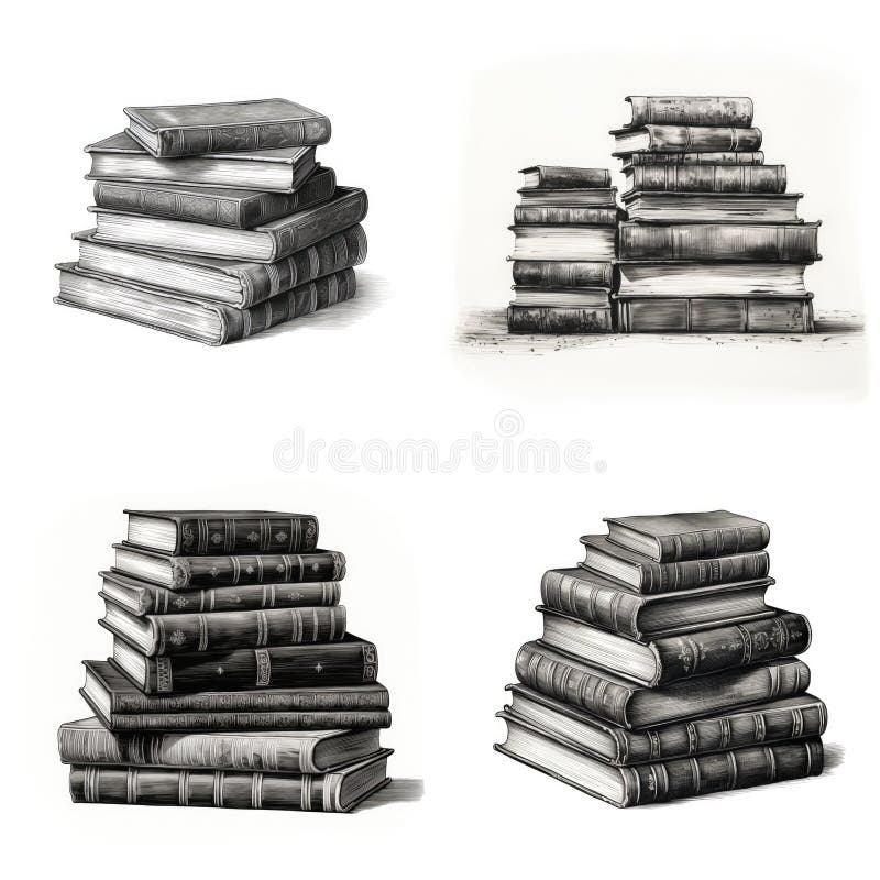 Stack Book Gravure Style. Pile of Books Illustration Stock Photo ...