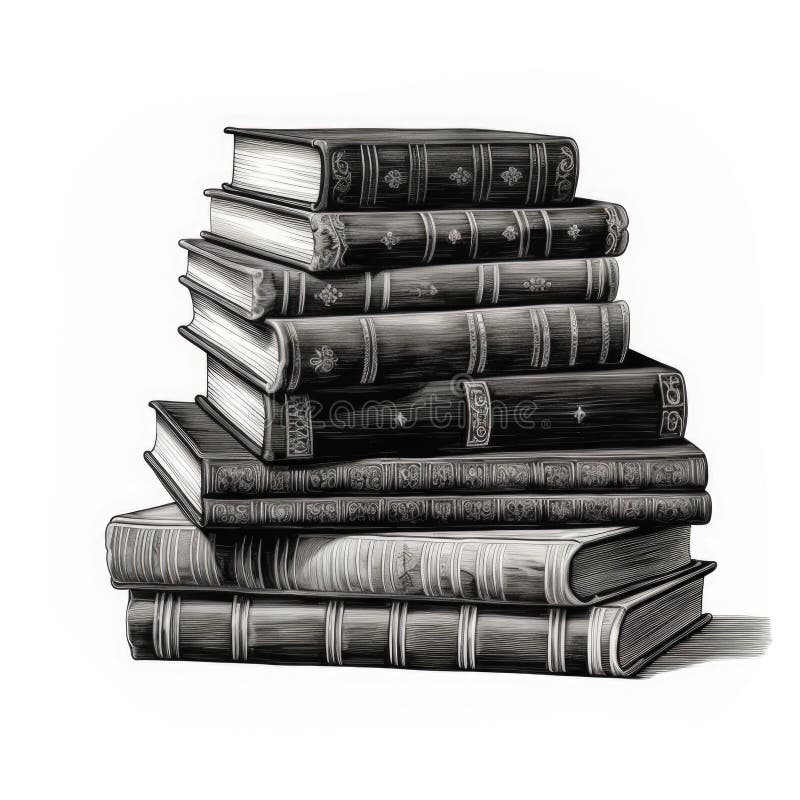 Stack Book Gravure Style. Pile of Books Illustration Stock Photo ...