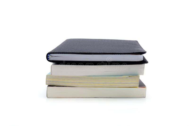 Stack of Book Isolated on White Background, Notebook and Textbook ...
