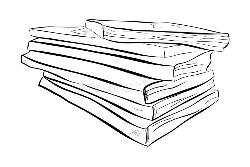 Stack of Book, Simple Hand Draw Sketch Vector at White Background Stock ...