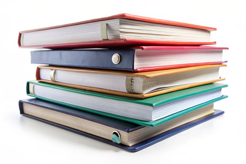 Stack of Book, Stack of Ring Binder Book Isolated on White Stock ...