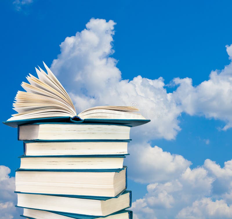 Stack of books stock photo. Image of clouds, book, read - 3780124