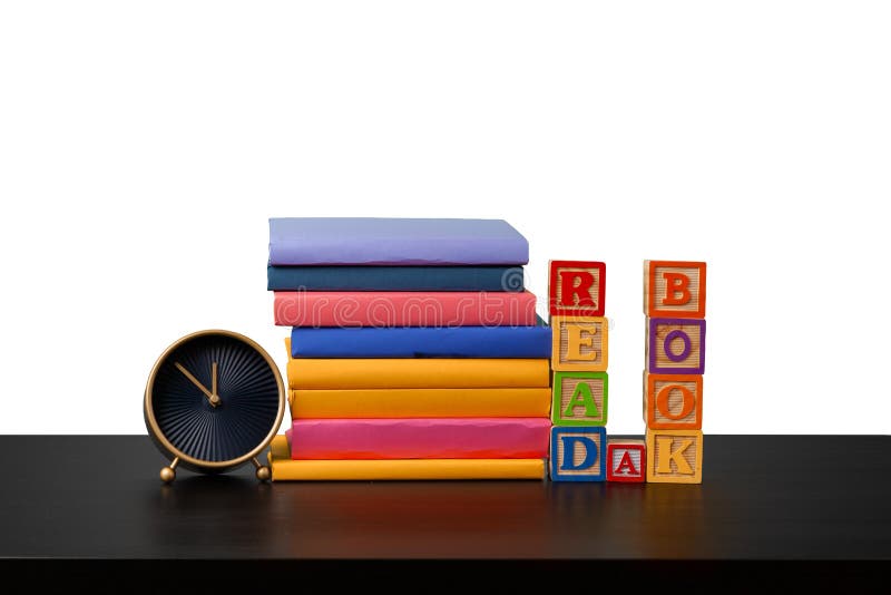 Stack of Books and Alarm Clock, Time To Read Concept Stock Image ...