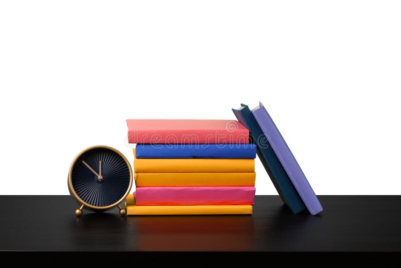 Stack of Books and Alarm Clock, Time To Read Concept Stock Image ...