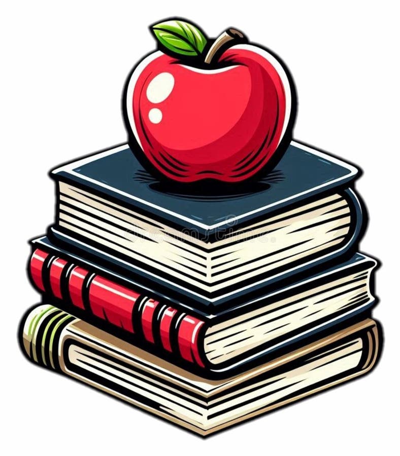 Stack of Books with Apple Clip Art: Classic Symbol of Education and ...