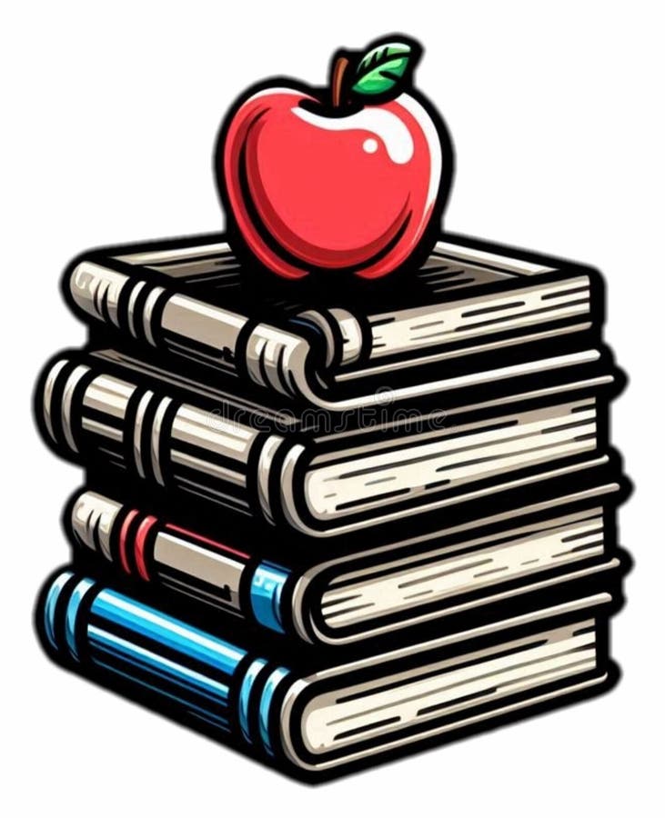 Stack of Books with Apple Clip Art: Classic Symbol of Education and ...
