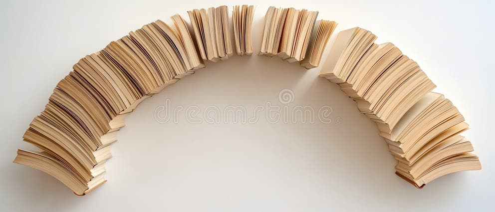 "CURVED STACK of BOOKS on WHITE BACKGROUND" Stock Illustration ...