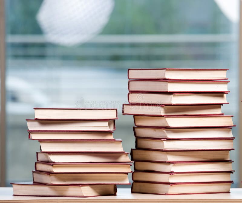 Stack of Books Arranged the Office Desk Stock Image - Image of group ...