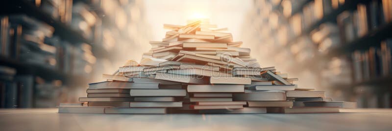 A Stack of Books is Arranged in a Pyramid Shape by AI Generated Image ...