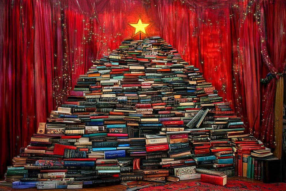 A Stack of Books Arranged in the Shape of a Pyramid with Glowing ...